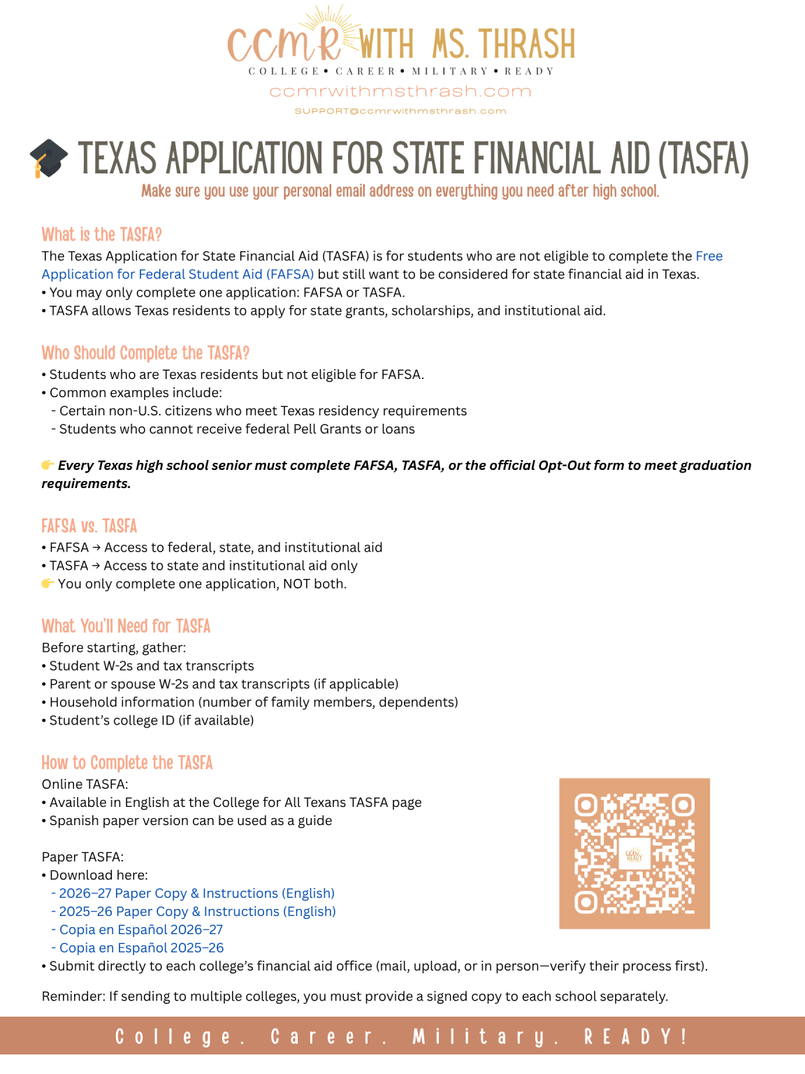 Texas Application for State Financial Aid (TASFA) - ccmrwithmsthrash